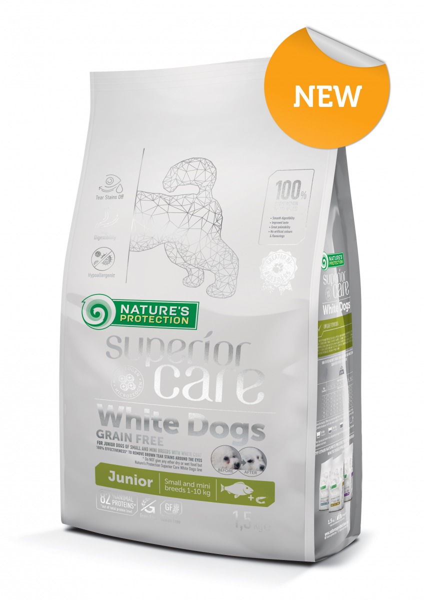 Nature's Protection SP White dog Junior small/mini - Hrana za bele pse malih/mini rasa, bez žitarica, sa lososom