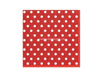 Salvete za dekupaž - Crvena sa tačkicama - 1 kom (salvete za)