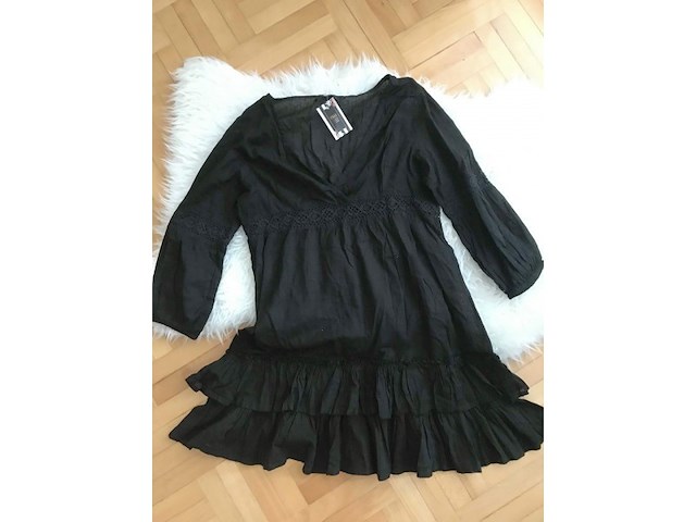 Pamucna tunika haljina Nova sa etiketom crna boho halji
