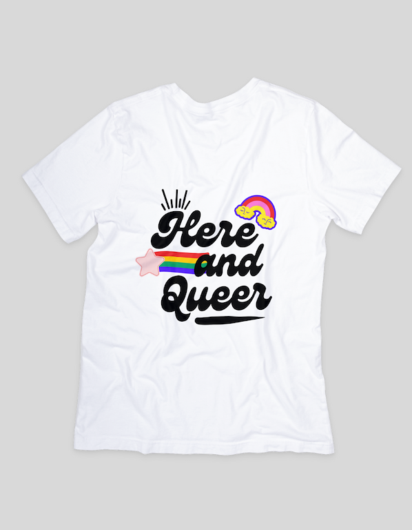 Here and Queer pamučna majica sa štampom