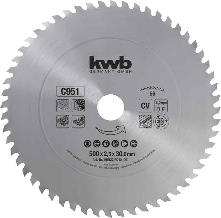 KWB 49595122 list za cirkular za drvo 500 x 30 mm, 951C