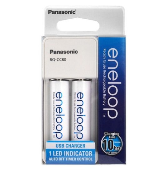 Eneloop punjač, BQ-CC80 USB + 2XAA, 1900 mah