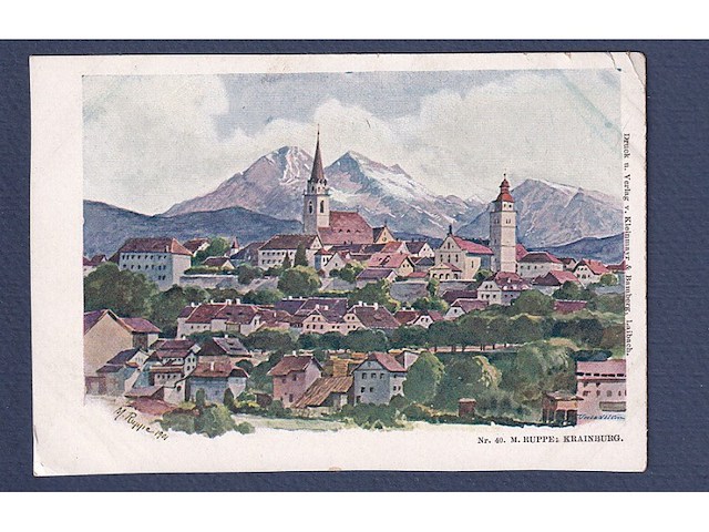 Kranj stara razglednica 1901 Slovenija