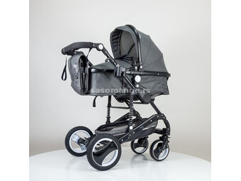 Marsi 2u1 Kolica za bebe sa Auto sedištem i torbom za mamu - Siva tenda/crni ram Model 600-1