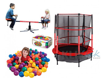 Dečiji komplet za igranje ( SET 9 ) Klackalica + trambolina + loptice