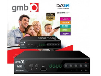 Gembird GMB-MAT-818T **DVB-T2 set top box USB/HDMI/Scart/RF-out, PVR,Full HD, H265, hdmi-kabl, mo...