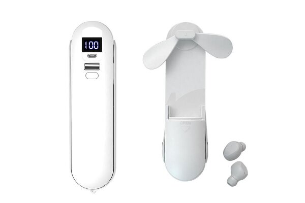 Bežične slušalice F7, sa mini ventilatorom, bijele boje