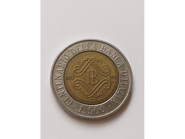500 Lira 1993.g - Italija - Bimetal - Jubilarna -