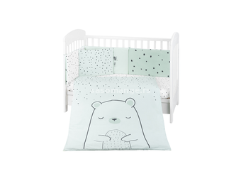 Kikka Boo Posteljina sa ogradicom za bebi krevetac 6 pcs 70x140cm Bear with Me Mint KKB60119