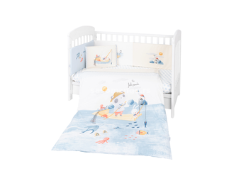 Kikka Boo Posteljina sa ogradicom za bebi krevetac 6 pcs 70x140cm The Fish Panda KKB60067