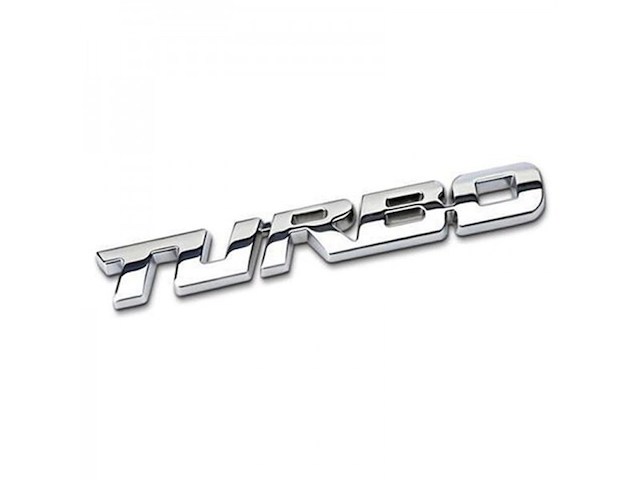 3D metalna nalepnica (car sticker) Turbo, srebrna