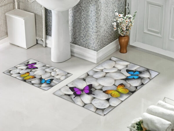 Set za kupatilo 3D Leptiri I sa gumenom podlogom 40x60cm + 60x90cm, SG-026