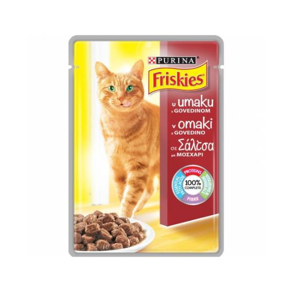 PURINA FRISKIES Cat Sos Beef 4×100 g (Pozvati za cenu)