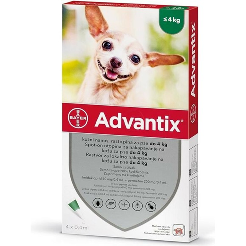 Advantix® spot on za pse 0-4 kg (imidakloprid, permetrin) pipeta 1x0.4ml