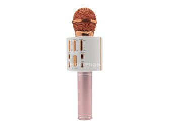 Mikrofon za karaoke bežični bluetooth V8 roze-zlatna