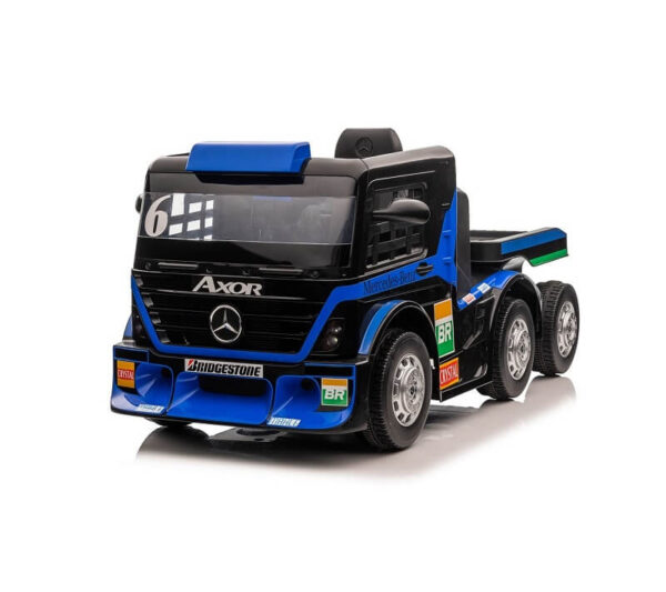 Licencirani kamion Axor sa prikolicom na akumulator 283 Mercedes Benz sa mekim gumama i kožnim sedištem – plavi