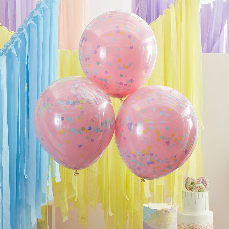 Roze balon u balonu sa šarenim konfeticama – 46cm