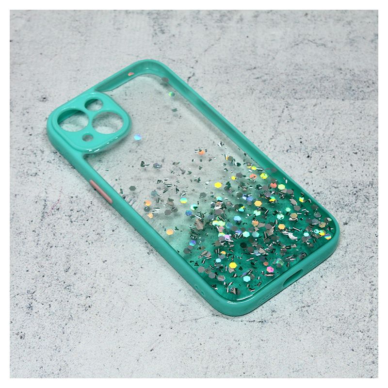 Maskica Frame Glitter za iPhone 13 6.1 mint