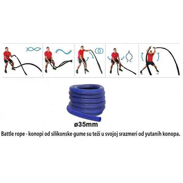 Battle rope (silikonska guma-plava)-Fi 35mm (15m ; 11kg)