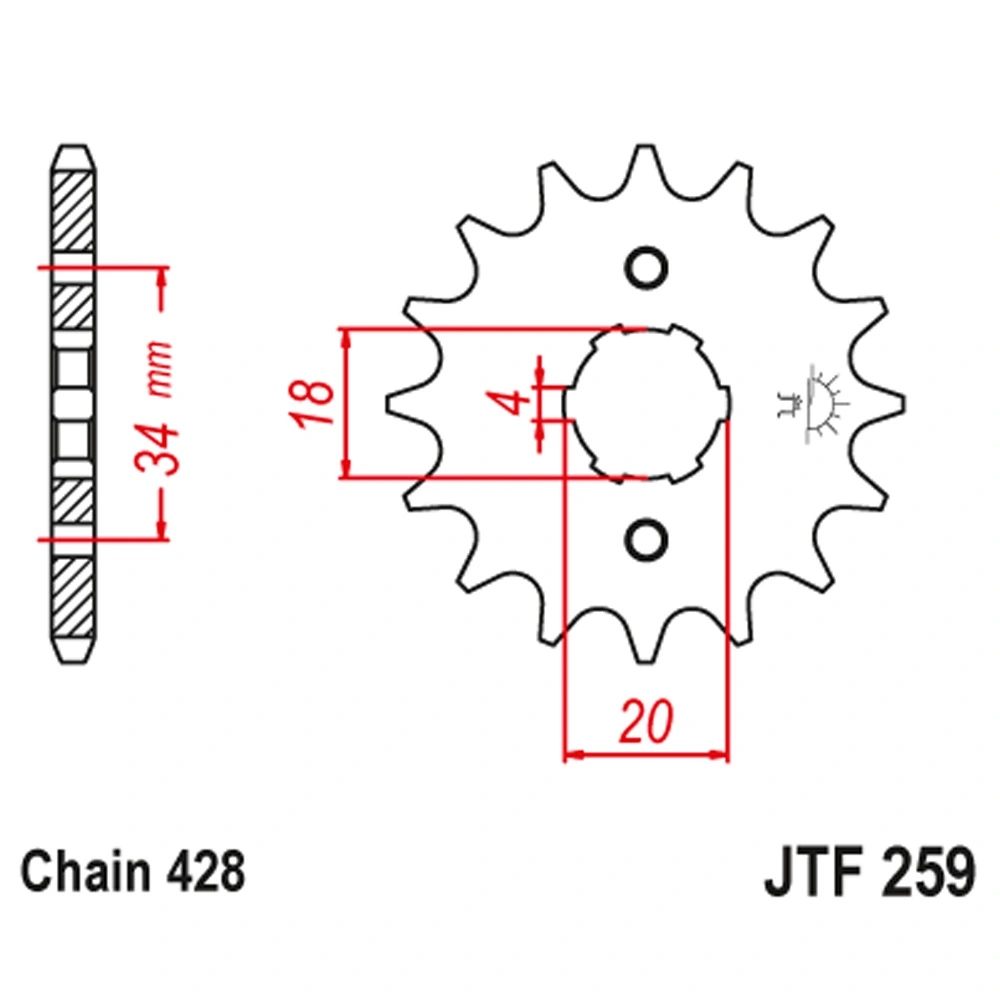 Prednji lančanik JT JTF259-15 Sprint Pulser 125 15 zuba