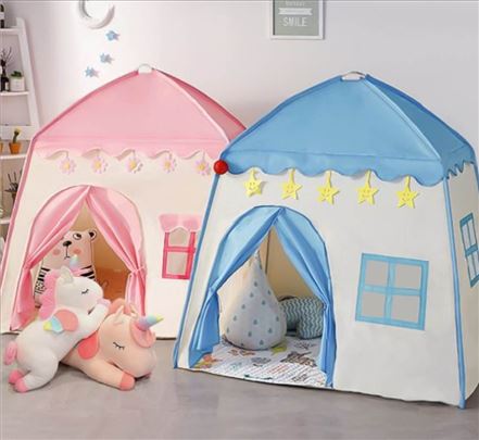 Šator za decu roze ili plavi dečji zamak kućica