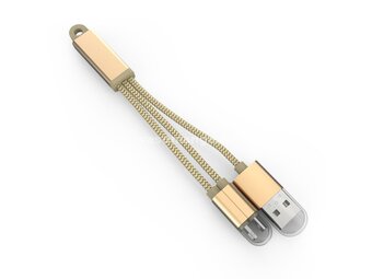 USB kabal za micro/iPhone Ldnio Lc89 privezak 0,23m zlatna