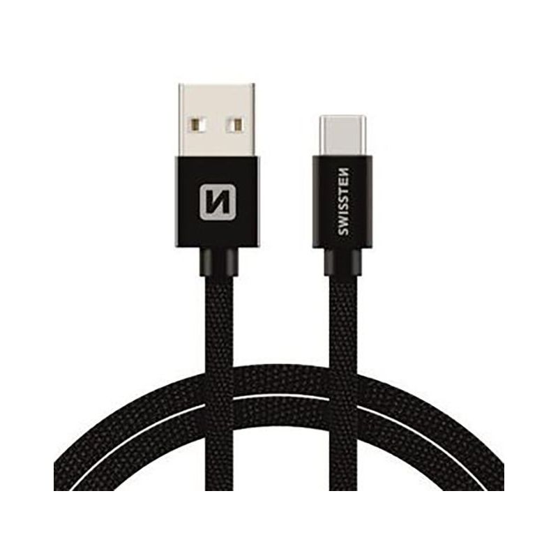 Swissten Data kabl tekstil USB na TIP C 2m crni