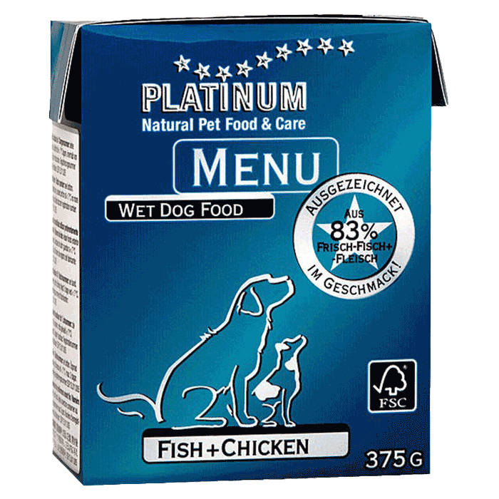 Platinum konzerva za pse Dog Menu Piletina i Riba, 375 g