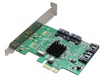 E-GREEN PCI-Express kontroler 4-port SATA III int. Kartica marvel88SE9215 Chipset