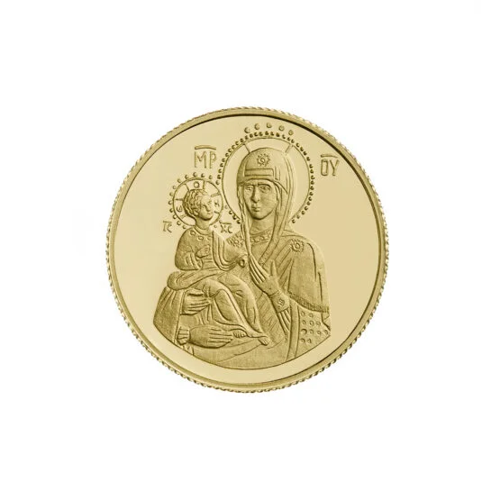 Zlatnik Sveta Bogorodica Trojeručica/revers grb SPC