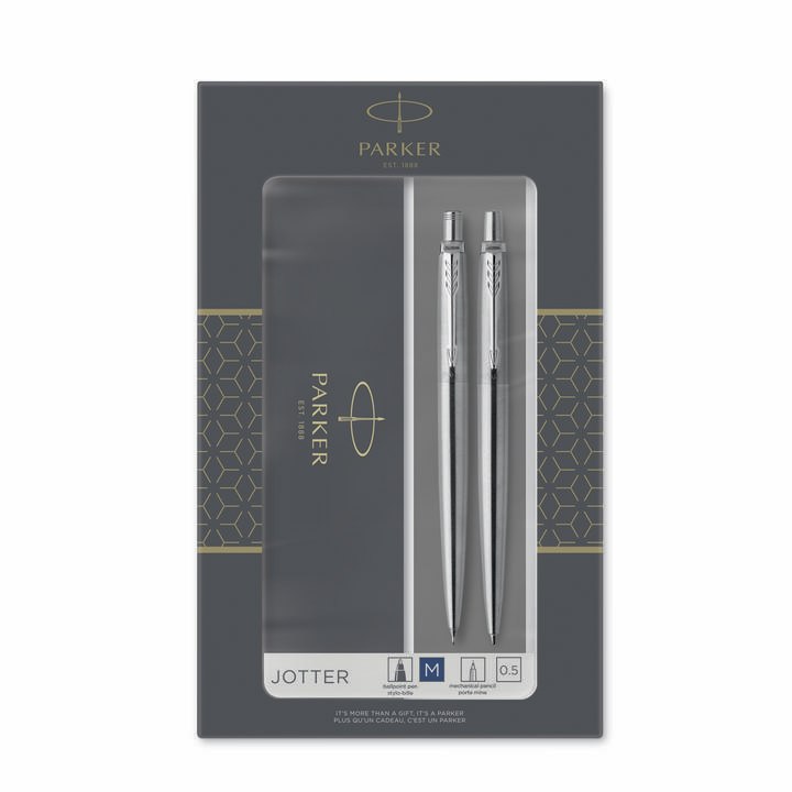 Poklon set Parker Jotter Stainless Steel – Hemijska olovka + Tehnička olovka