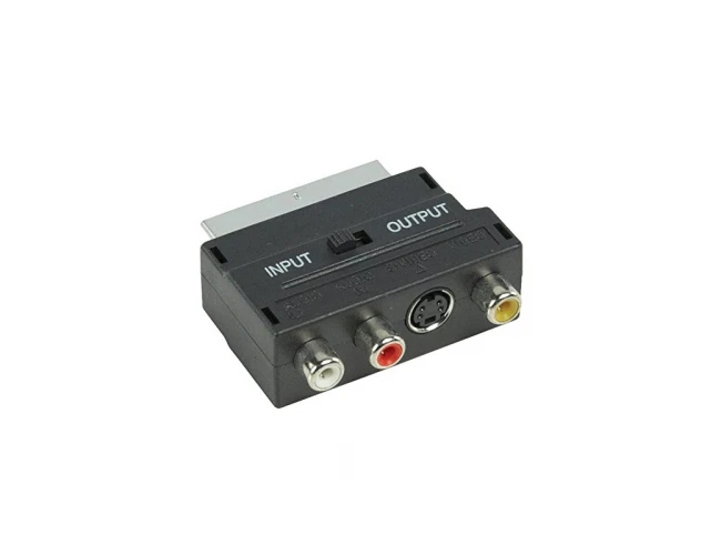 E-Green (OST04216) adapter SCART (muški) na 3xRCA (ženski) + S-Video (ženski) crni