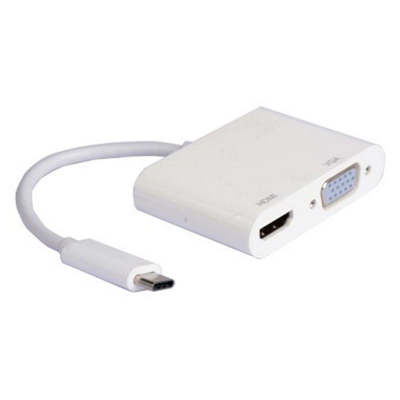 E-green Adapter USB 3.1 tip C (M) – HDMI + VGA (F) beli