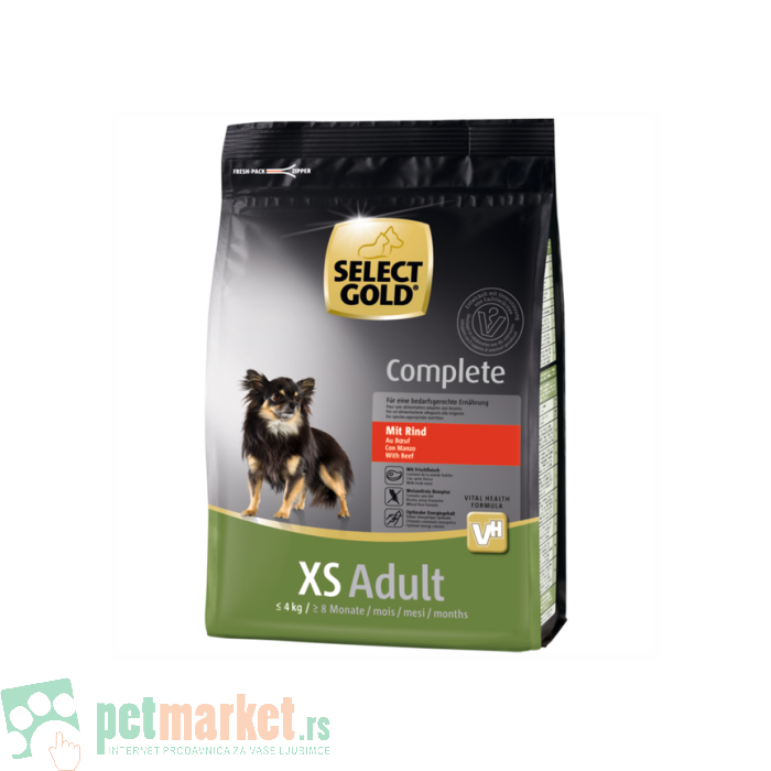 Selecta Gold: Hrana za odrasle pse toy rasa Complete XS Adult Govedina, 1 kg