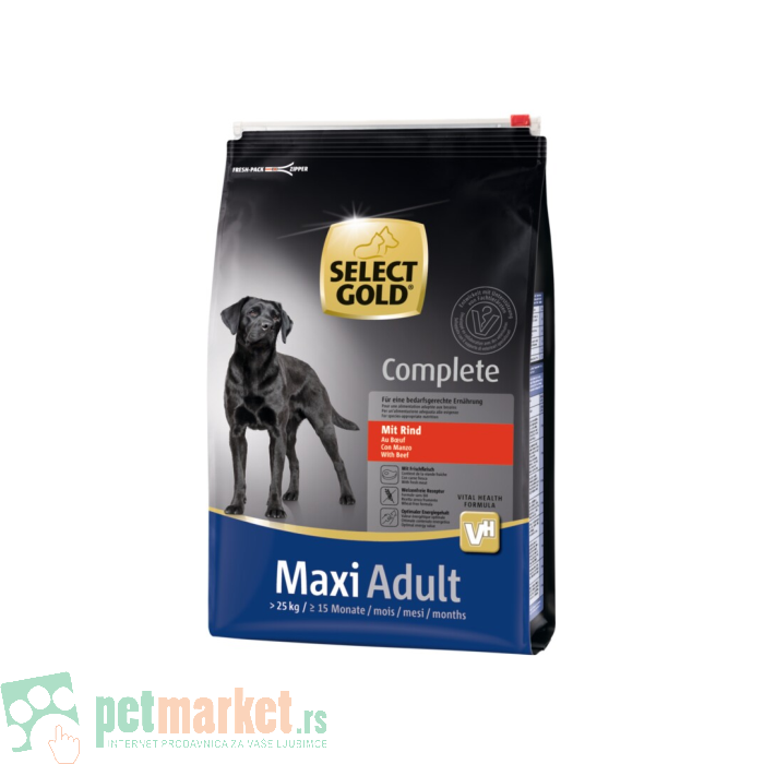 Selecta Gold: Hrana za odrasle pse velikih rasa Complete Maxi Govedina, 12 kg