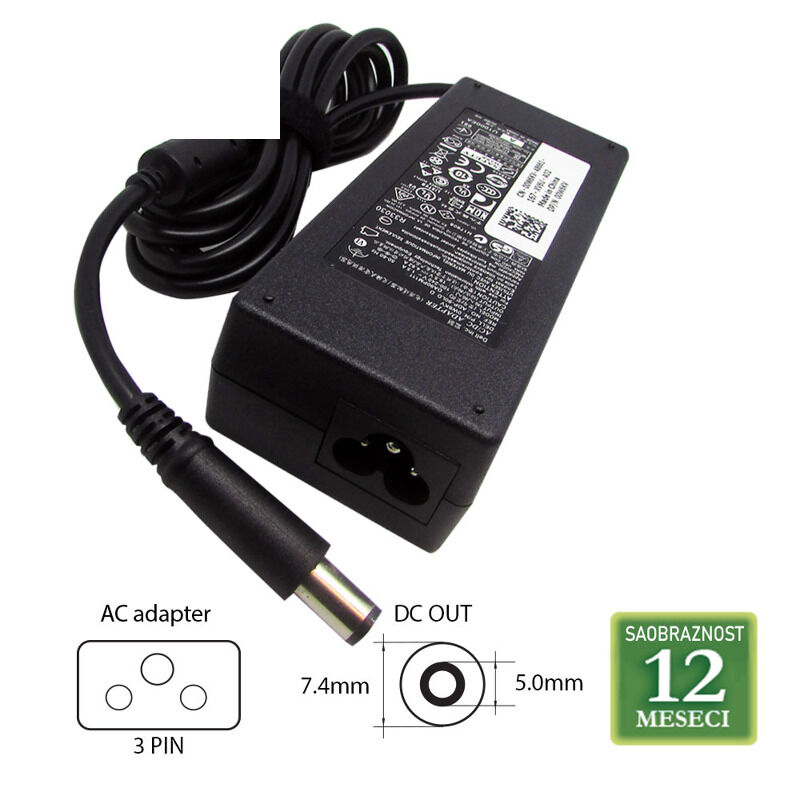 DELL 19.5V-4.62A ( 7.4 * 5.0 ) ADP-90LD D 90W LAPTOP ADAPTER