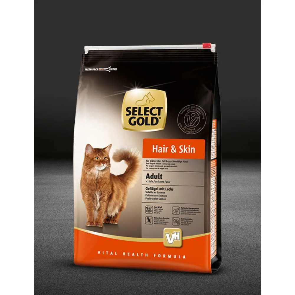 SELECT GOLD Cat Adult Hair&Skin Poultry&Salmon 400g