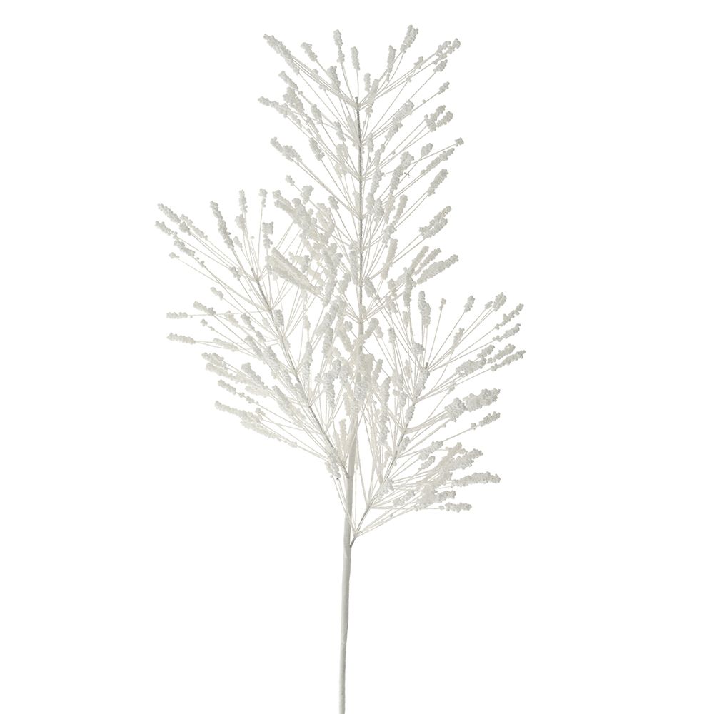 NG cvet XMAS WHITE GLITTER PINE NEEDLE SPRAY 80CM 79207 - ILD