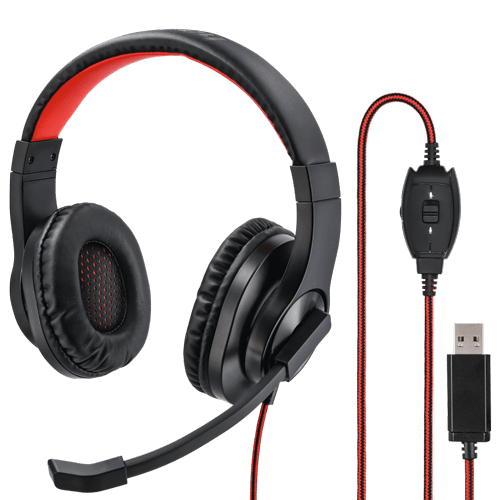 HAMA Žične slušalice HS-USB400 (Crne/Crvene)