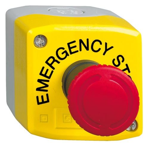 SE upravljačka kutija Harmony XALK plastično žuto kućište 1 crveni pečurka taster 40mm otpuštanje zakretanjem 1NO+2NC EMERGENCY STOP