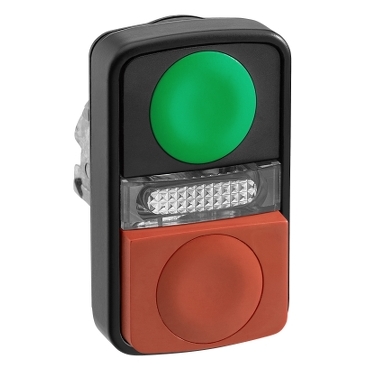 SE Zeleni udubljeni/crveni izbočeni svetleći dvostruki taster Ø22 neobeleženo