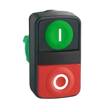 SE Zeleni udubljeni/crveni izbočeni dvostruki taster Ø22 sa oznakama