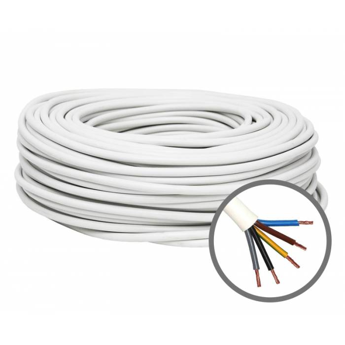 (T2) H05VV-F (PP/J 5x0.75) beli licnasti kabel