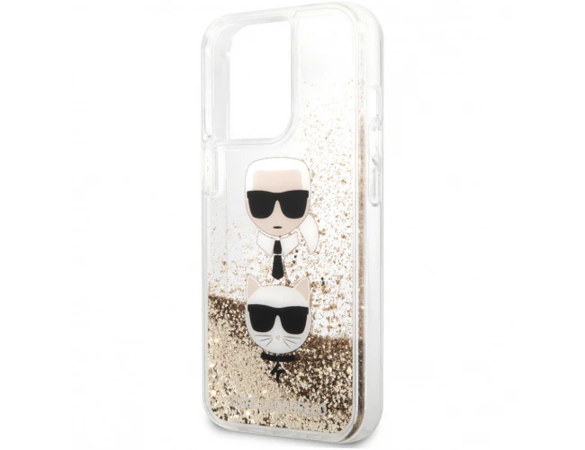 3G Karl Lagerfeld Hc Liquid Glitter 2 Heads zlatna zaštitna maska za telefon iPhone 14 Pro 6.1