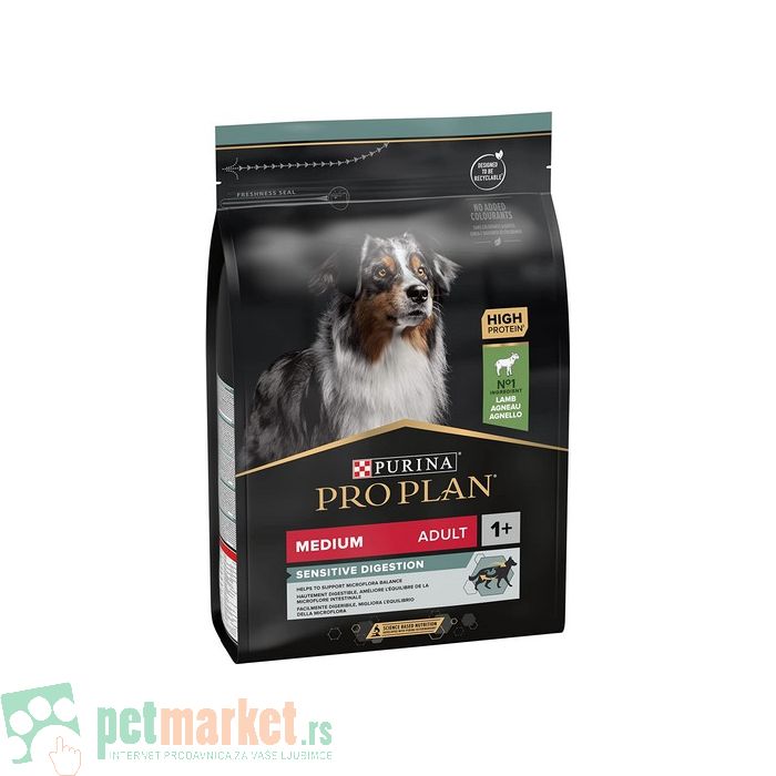Pro Plan: Hrana za odrasle pse Medium Sensitive Digestion, Jagnjetina, 14 kg
