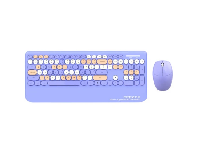 Geezer Retro komplet bežična tastatura+bežični miš ljubičasti