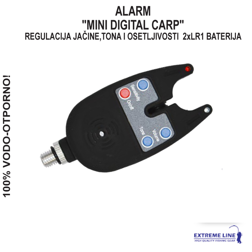 ALARM “MINI DIGITAL CARP” regulacija jačine, tona i osetljiovsti 2xR1 baterija
