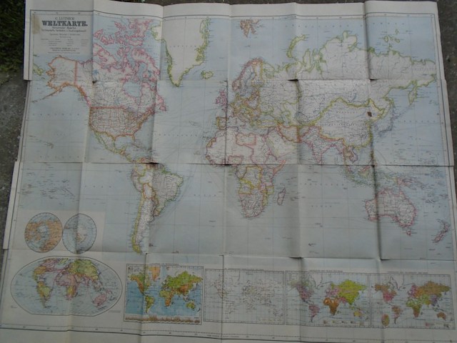 Karta sveta, C.Luther Weltkarte, međuratna, nemački