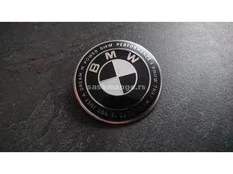 NOVO BMW znak 74mm 50 years M KITH CRNI