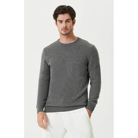 Gray Melange Cashmere Sweater